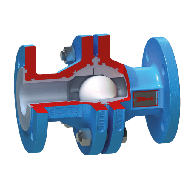 Flowserve Atomac Ball Check Valve ARV2 | PFA Lined | FERGO